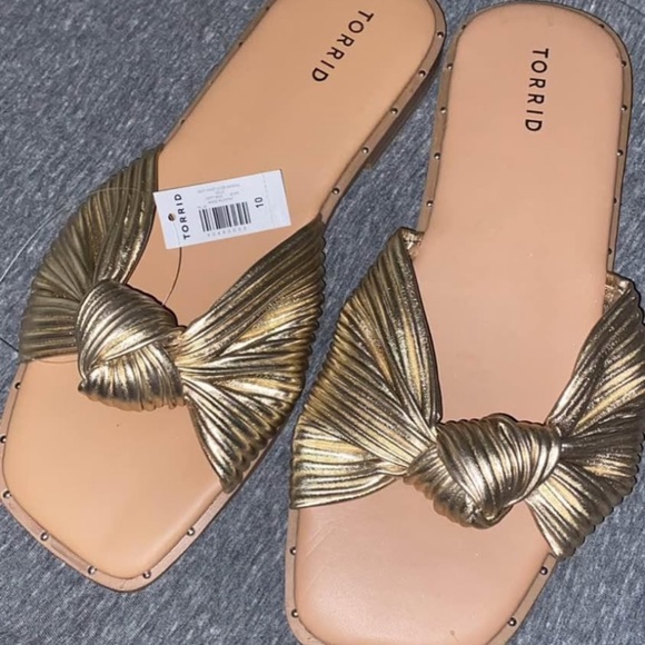 torrid | Shoes | Gold Soft Knot Slide Sandal Ww | Poshmark